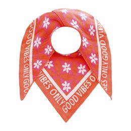 Dreieckstuch Zwillingsherz ""Luxury Vibes"", Damen, orange (orange pink gelb), Strick, Baumwollmischung, Modetücher, Feinstrick, Blumenmotiv, Statement, wärmend