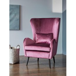 Sessel Home Affaire "Salla auch in Fellimitat und Feincord, viele Bezugsarten, Ohrensessel", lila (aubergine), B:78cm H:118cm T:94cm, Samtoptik (100% Polyester), Sessel, Sessel, wahlweise mit oder ohne Hocker; gro&szlig;er Sessel: Ma&szlig;e B/T/H: 78/94/118cm