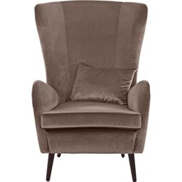 Sessel Home Affaire "Sallito, TV-Sessel, Ohrensessel mit", grau (taupe), B:76cm H:109cm T:85cm, Struktur Hahnentritt (67% Polypropylen, 33% Polyester);Samtoptik (100% Polyester);Fellimitat (100% Polyester);Samtcord (92% Polyester, 8% Polyamid);Struktur (100% Polyester);Struktur fein (100% Polyester), Sessel, Sessel mit Hocker Ohrensessel mit Hocker, Hocker, in vielen Bezugsqualit&auml;ten, auch in Samt