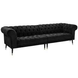 Chesterfield-Sofa Home Affaire "Tinnum", schwarz, B:263cm H:77cm T:87cm, Luxus-Microfaser Vintageoptik (66% PU, 27% Polyester, 7% Baumwolle);Struktur weich( 97% Polyester, 3% Polyacryl), Sofas