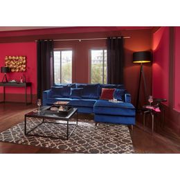 Ecksofa Home Affaire "Renesse L-Form", blau, B:234cm H:90cm T:160cm, Samtvelours 100% Polyester;Luxus-Microfaser ALTARA NUBUCK (100% Polyester), Sofas, Ecksofa, lose Kissen, Keder an Sitzkissen