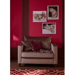 Loveseat Home Affaire "Renesse", grau (taupe), B:112cm H:74cm T:90cm, Luxus-Microfaser ALTARA NUBUCK (100% Polyester);Samtvelours 100% Polyester, Sessel, lose Kissen, Keder an Sitzkissen