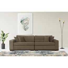 2-Sitzer Home Affaire "Skara", grau (taupe), B:220cm H:86cm T:100cm, 100% Polyester, Sofas, Lounge-Sofa mit Federkernpolsterung, in vielen Bezugsvarianten