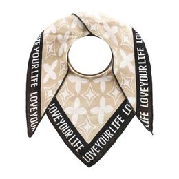 Dreieckstuch Zwillingsherz ""Classy-ZH"", Damen, beige schwarz, Strick, Obermaterial: 50% Baumwolle, 50% Polyacryl, gemustert, mehrfarbig, Modetücher, Feinstrick, klassisches Muster, positiv Botschaft, wärmend