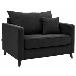 Loveseat Home Affaire "Renesse", schwarz, B:112cm H:74cm T:90cm, Luxus-Microfaser ALTARA NUBUCK (100% Polyester);Samtvelours 100% Polyester, Sessel, lose Kissen, Keder an Sitzkissen