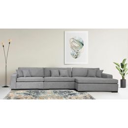 Ottomane Home Affaire "Skara L-Form", grau (hellgrau), B:310cm H:86cm T:100cm, 100% Polyester, Sofas, Ottomane, Lounge-Sofa mit Federkernpolsterung, in vielen Bezugsvarianten