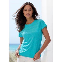 Vivance Damen T-Shirt "mit modischer Strukturoptik"flieder, t&uuml;rkis, Gr. 32, Strukturmuster, Slub, Obermaterial: 65% Polyester (REPREVE), 35%