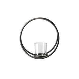 HOME STORY Teelichthalter schwarz Eisen,Glas Ma&szlig;e (cm): B: 22 H: 22 T: 12.0 &raquo; M&ouml;bel Kraft