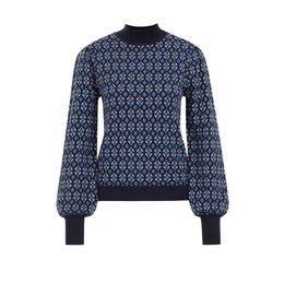 WE Fashion Pullover Damen Gr&ouml;&szlig;e M blau / marine / wei&szlig;