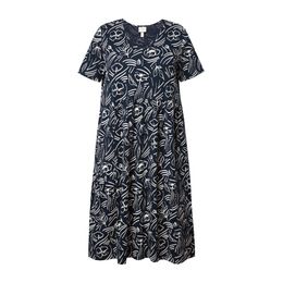 Ulla Popken Kleid Damen Gr&ouml;&szlig;e 42/44 marine / wei&szlig; Winterkleid