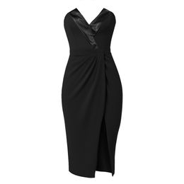 Goddiva Midikleid Damen Gr&ouml;&szlig;e 38 schwarz Winterkleid