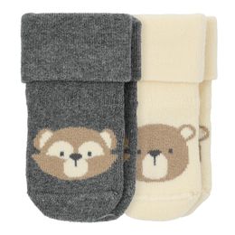 Topomini 2 Paar Newborn Frottee-Socken mit B&auml;r-Motiven