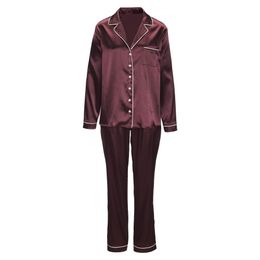 s.Oliver Pyjama Damen Gr&ouml;&szlig;e S dunkelrot / wei&szlig; Winterkleid