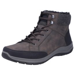 Winterboots Rieker, Herren, Gr. 41, braun (dunkelbraun kombiniert), Lederimitat, Schuhe, Schnürboots, Outdoorschuh mit praktischem Innenreißverschluss