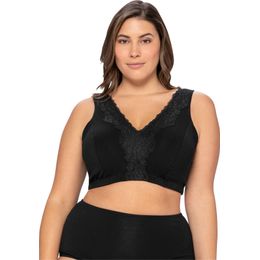 sheego Damen B&uuml;gelloser BH in Bustier-Form, mit Spitzenborte schwarz Gr&ouml;&szlig;e 105C