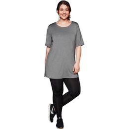 sheego Damen Funktionsshirt in Longform grau meliert Gr&ouml;&szlig;e 56/58