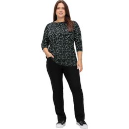 sheego Damen 3/4-Arm-Shirt mit Minimalprint schwarz-gemustert Größe 52/54
