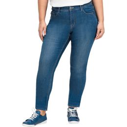 sheego Damen Jeans mit Kontrastn&auml;hten blue denim Gr&ouml;&szlig;e 42