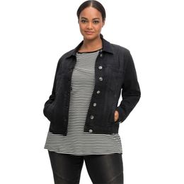 sheego Damen Jeansjacke in leicht taillierter Form black used denim Gr&ouml;&szlig;e 42