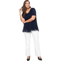 sheego Damen Blusenshirt im Lagenlook marine Gr&ouml;&szlig;e 52