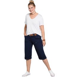 sheego Damen 3/4-Hose mit Krempelfunktion marine Gr&ouml;&szlig;e 54