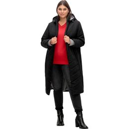 sheego Damen Steppmantel mit seitlichen Rei&szlig;verschl&uuml;ssen schwarz Gr&ouml;&szlig;e 56