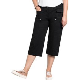 sheego Damen 3/4-Hose mit Krempelfunktion schwarz Gr&ouml;&szlig;e 58