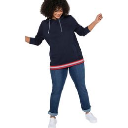 sheego Damen Gerade Jeans f&uuml;r kr&auml;ftigere Oberschenkel dark blue denim Gr&ouml;&szlig;e 54