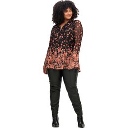 sheego by Joe Browns Damen Tunika aus Mesh, mit Trompeten&auml;rmeln schwarz-gemustert Gr&ouml;&szlig;e 56