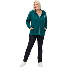 sheego Damen Sweatjacke mit Kapuze petrol Größe 48/50
