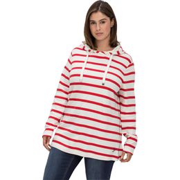sheego Damen Ringelshirt mit Kapuze, Langarm offwhite-gestreift Gr&ouml;&szlig;e 48/50