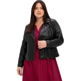sheego Damen Bikerjacke aus weichem Lammnappa-Leder schwarz Gr&ouml;&szlig;e 44