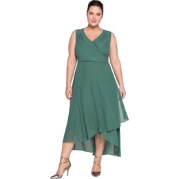 sheego Damen Abendkleid in Wickeloptik, aus Chiffon opalgrün Größe 54