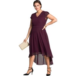 sheego Damen Abendkleid mit Flügelärmeln aubergine Größe 52