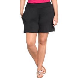 sheego Damen Lockere Shorts mit Smokbund schwarz Gr&ouml;&szlig;e 56