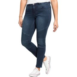 sheego Damen Skinny Jeans im Biker-Look dark blue denim Gr&ouml;&szlig;e 88
