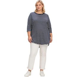sheego Damen Longshirt mit Streifen marine-wei&szlig; Gr&ouml;&szlig;e 40/42