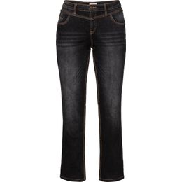 sheego Damen Gerade Jeans mit Used-Effekten black denim Gr&ouml;&szlig;e 50