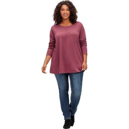 sheego Damen Langarmshirt in A-Linie, fein meliert brombeer-meliert Gr&ouml;&szlig;e 44/46
