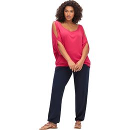 sheego Damen Jerseyhose mit Saum-Gummib&uuml;ndchen marine Gr&ouml;&szlig;e 40