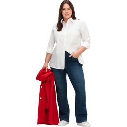 sheego Damen Jeans mit Bodyforming-Effekt, Bootcut dark blue denim Größe 44