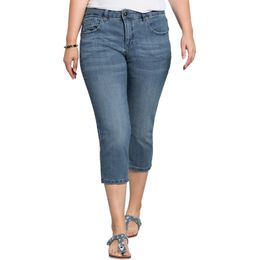 sheego Damen Caprijeans mit Krempelfunktion light blue-denim Gr&ouml;&szlig;e 42
