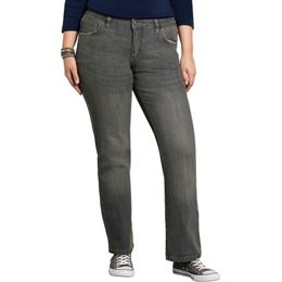 sheego Damen Bootcut-Jeans mit Used-Effekten grey denim Gr&ouml;&szlig;e 100