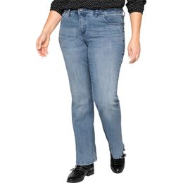 sheego Damen Bootcut-Jeans mit Used-Effekten light blue-denim Gr&ouml;&szlig;e 40