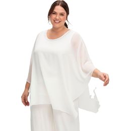 sheego Damen Tunika in 2-in-1-Optik offwhite Gr&ouml;&szlig;e 56