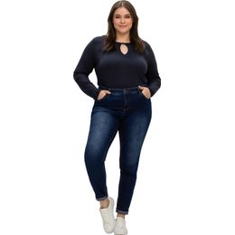 sheego Damen Skinny Jeans mit bequemer Taille dark blue denim Gr&ouml;&szlig;e 108