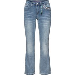 sheego by Joe Browns Damen Bootcut-Jeans im Used-Look light blue-denim Größe 54