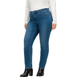sheego Damen 5-Pocket-Jeans in schmaler Form blue denim Gr&ouml;&szlig;e 56