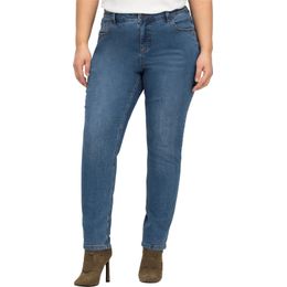 sheego Damen Jeans schmal, mit extra-weitem Oberschenkel blue denim Gr&ouml;&szlig;e 56