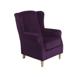 58 aufm Kessel OHRENSESSEL Karlen Bezug Samtvelours Buche natur / purple | Gr.: onesize